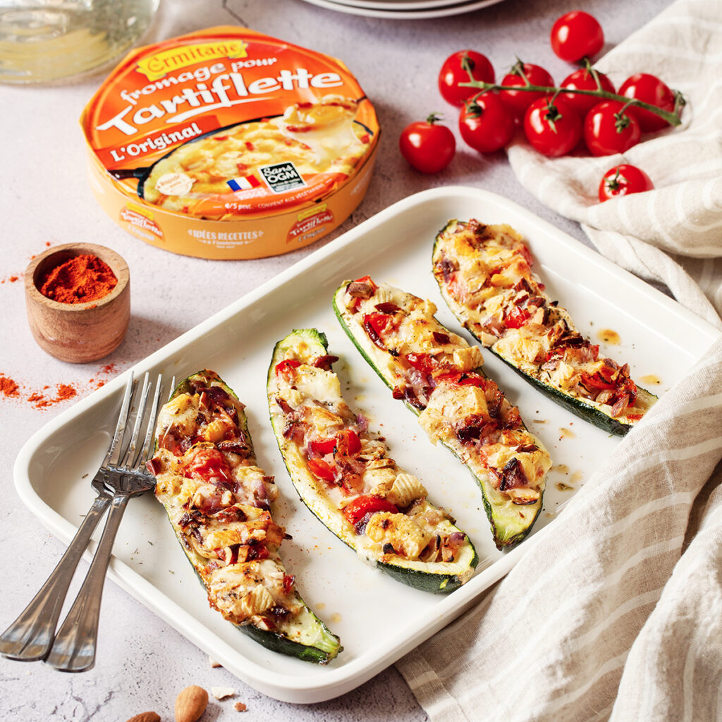 Courgettes farcies au fromage pour tartiflette - Ermitage